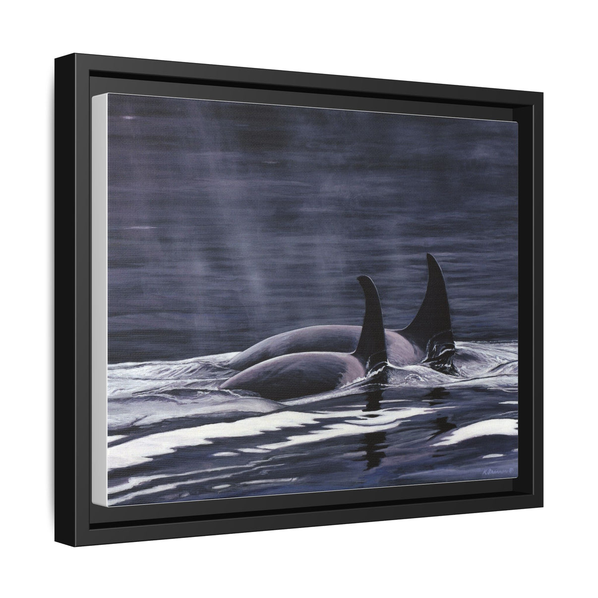 Orca Pod Matte Framed Canvas Print — Whale Ocean Photography Wall Art ...
